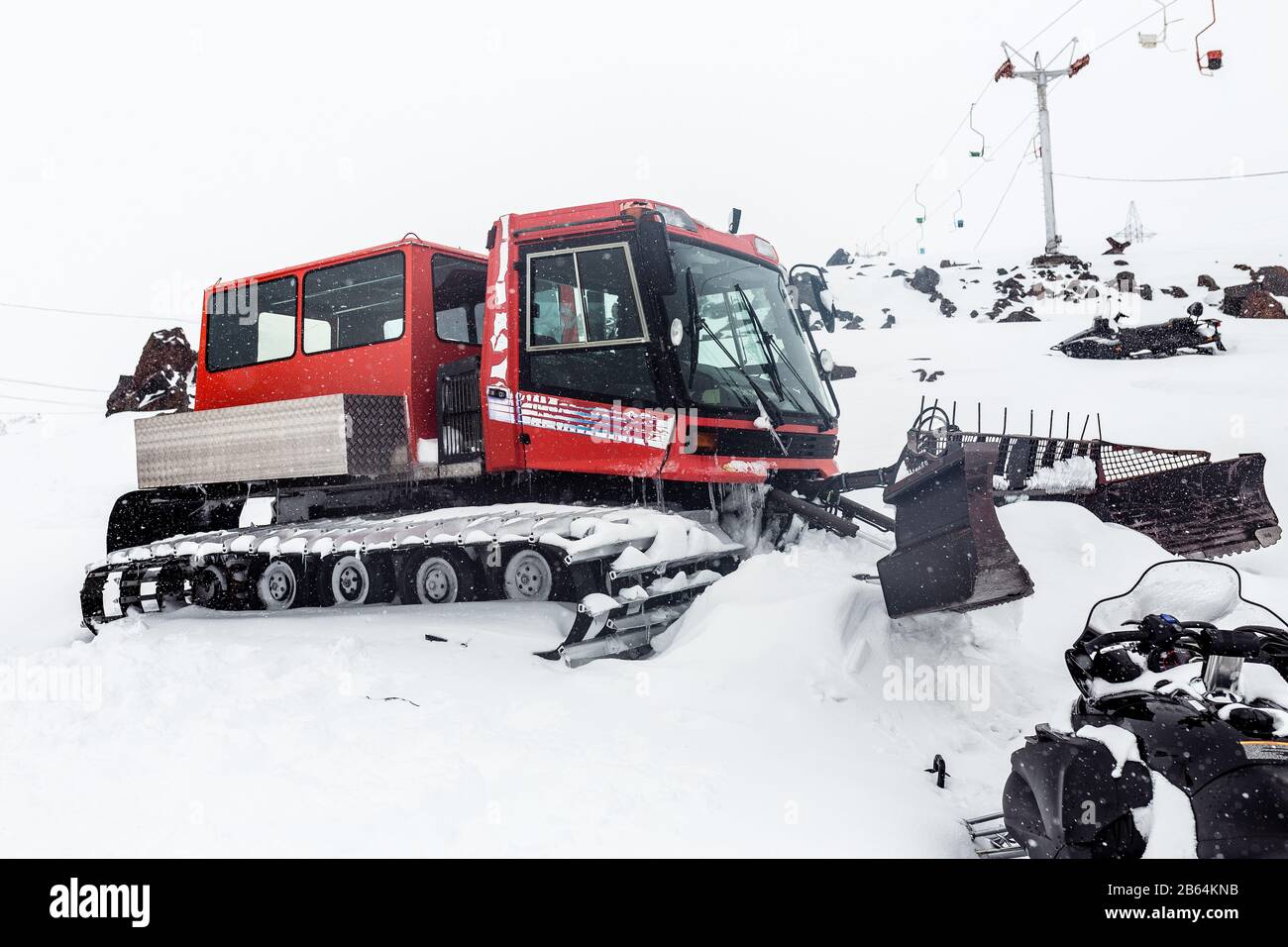 Snowcat at ski resort Elbrus after strong snow blizzard Stock Photo - Alamy