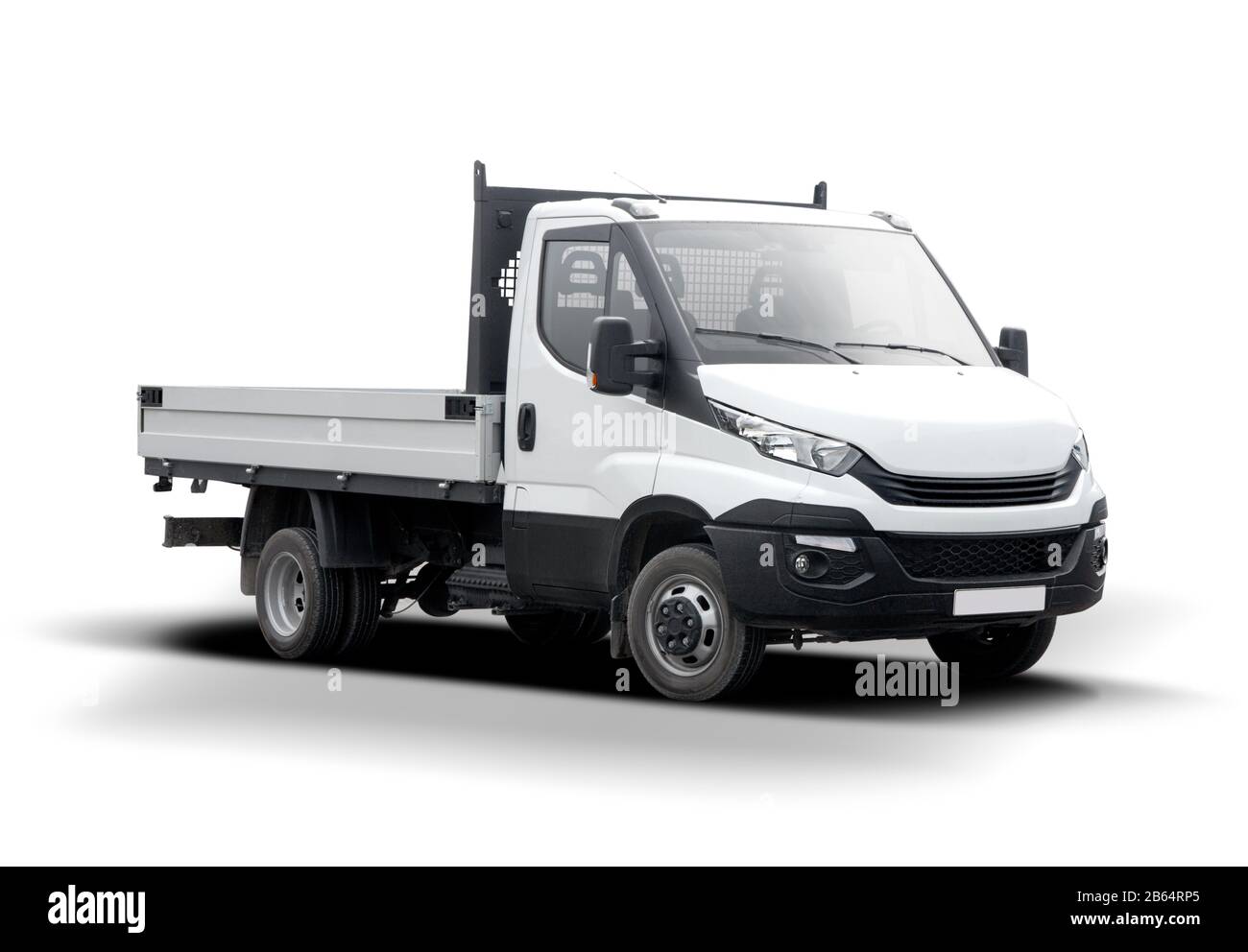 White Open body delivery van isolated on white Stock Photo - Alamy