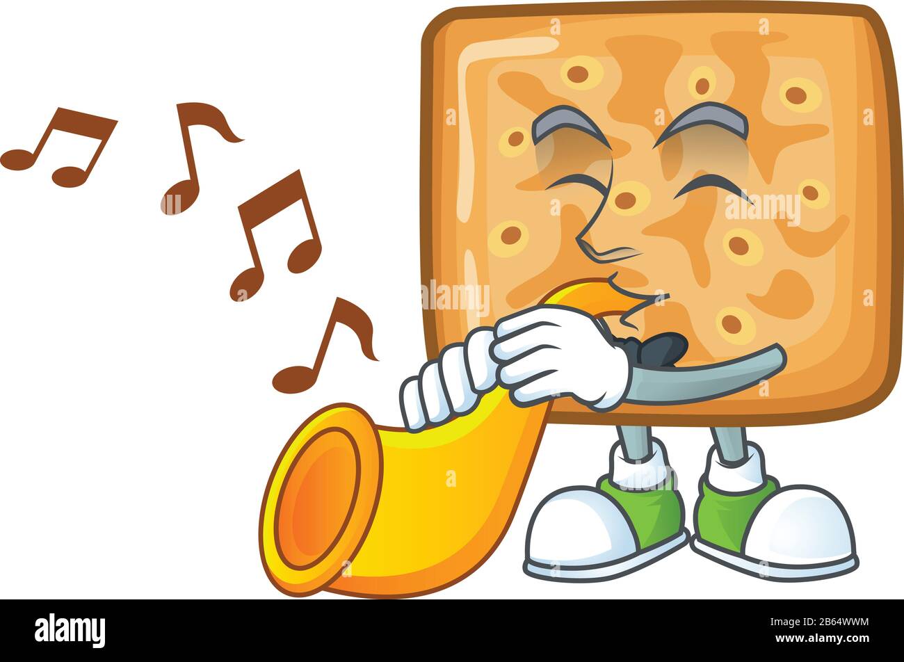 Crackers cartoon character playing music with a trumpet Stock Vector ...