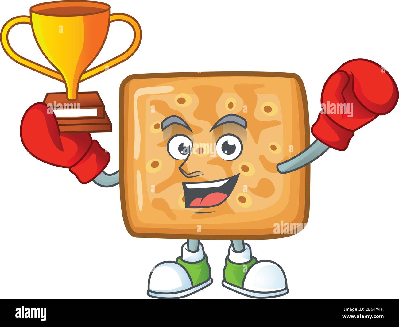 Happy face of boxing winner crackers in mascot design style Stock ...