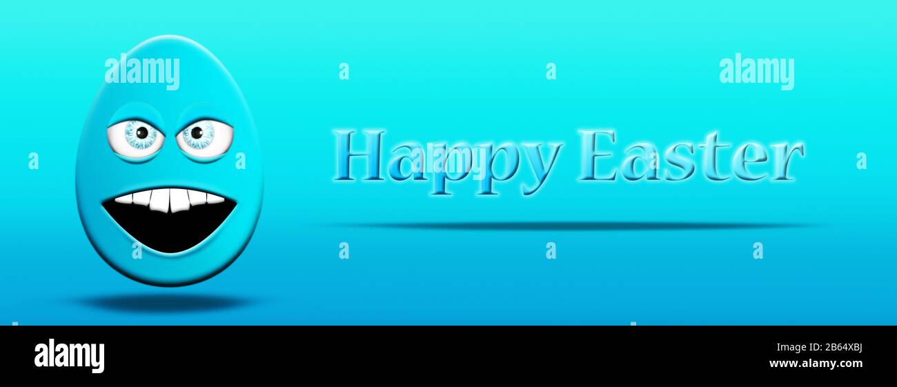 Happy Easter. Colorful Decorative Egg with Eyes and Mouth Illustration ...
