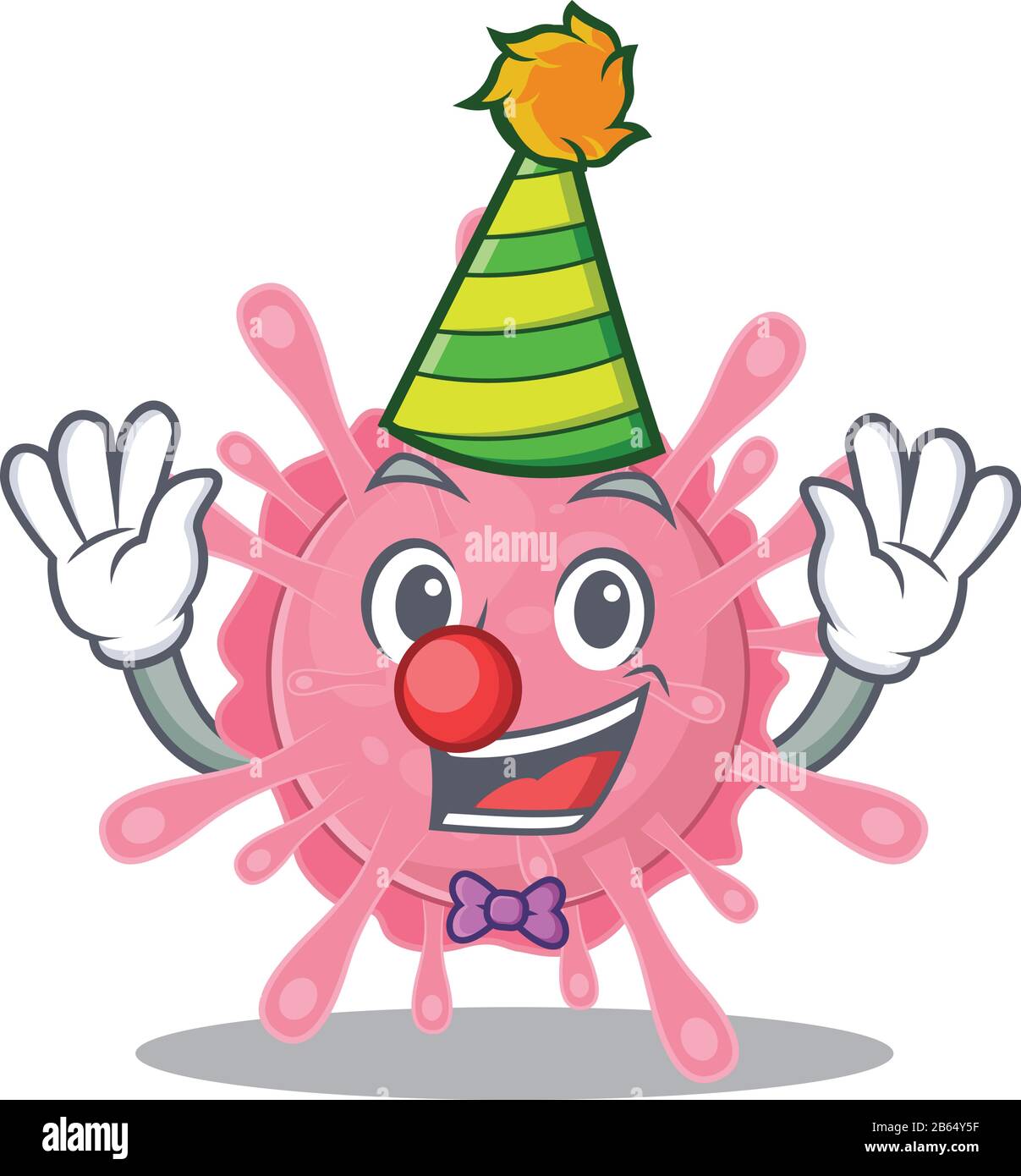 Cute and Funny Clown corona virus germ cartoon character mascot style ...
