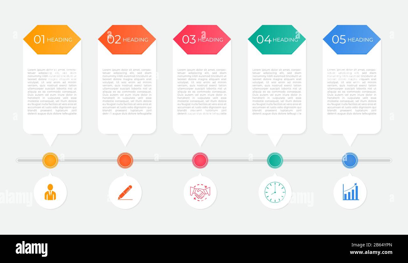 Infographic timeline style workflow process design hexagon heading use ...