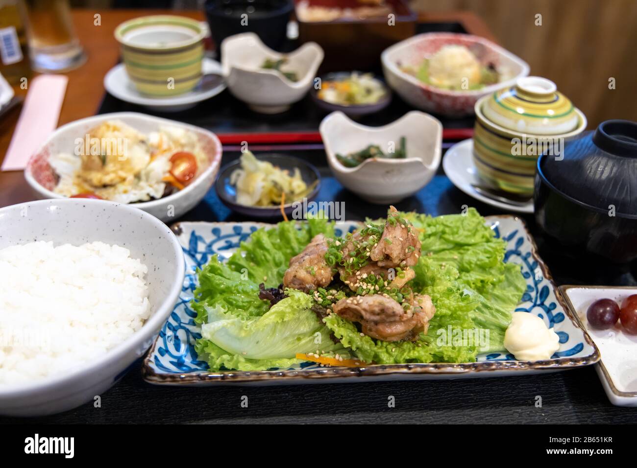 Fried chicken lunch at Japanese restaurant, Philippines Stock Photo - Alamy