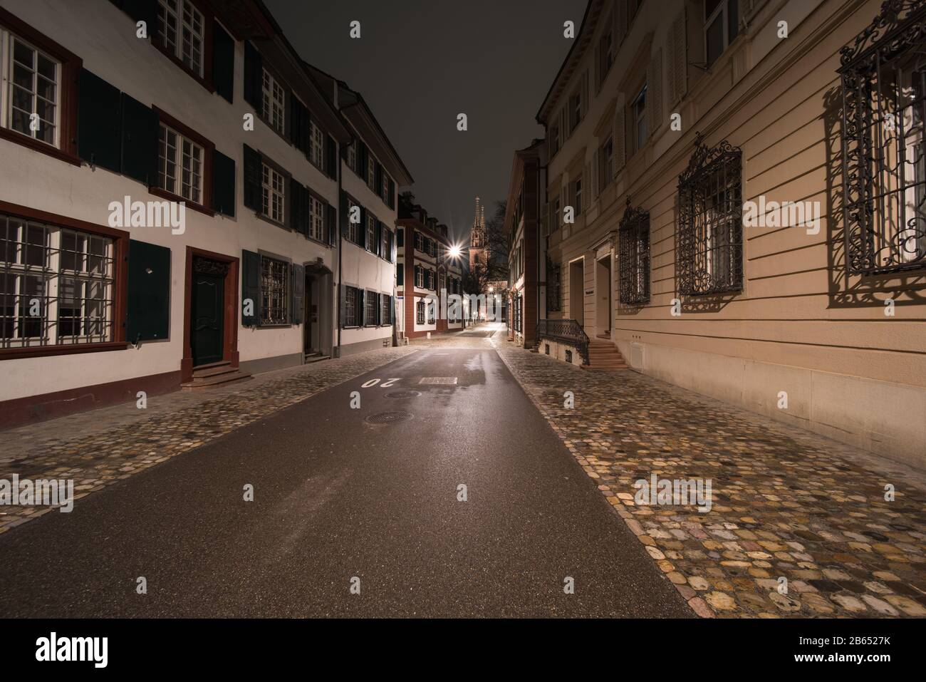 the alleys of the old town in basel switzerland at night Stock Photo ...