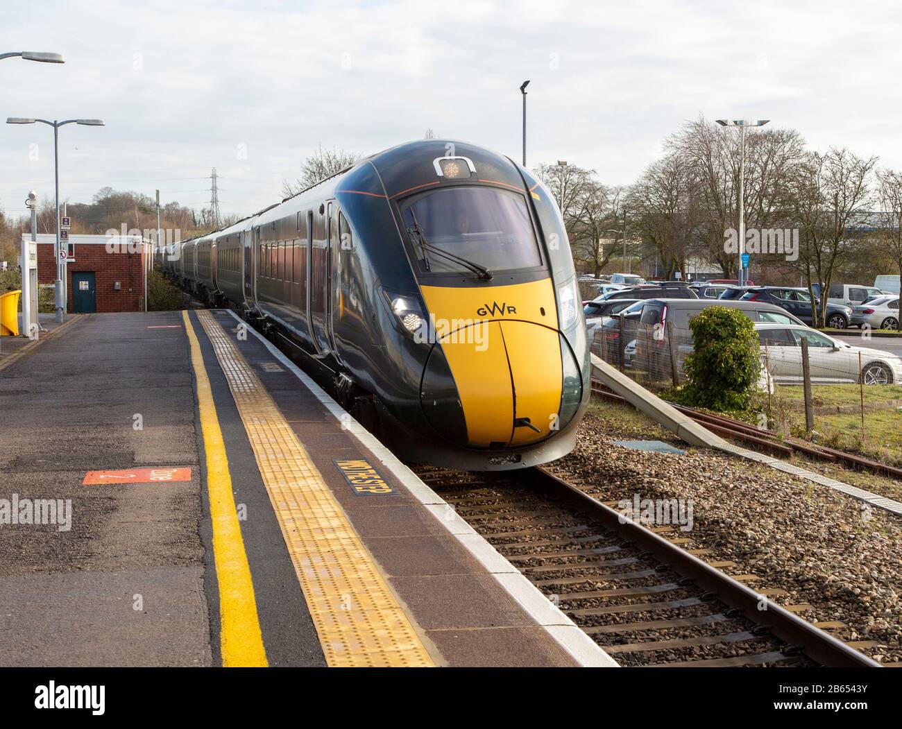 GWR Intercity Express train arriving at platform Chippenham railway ...
