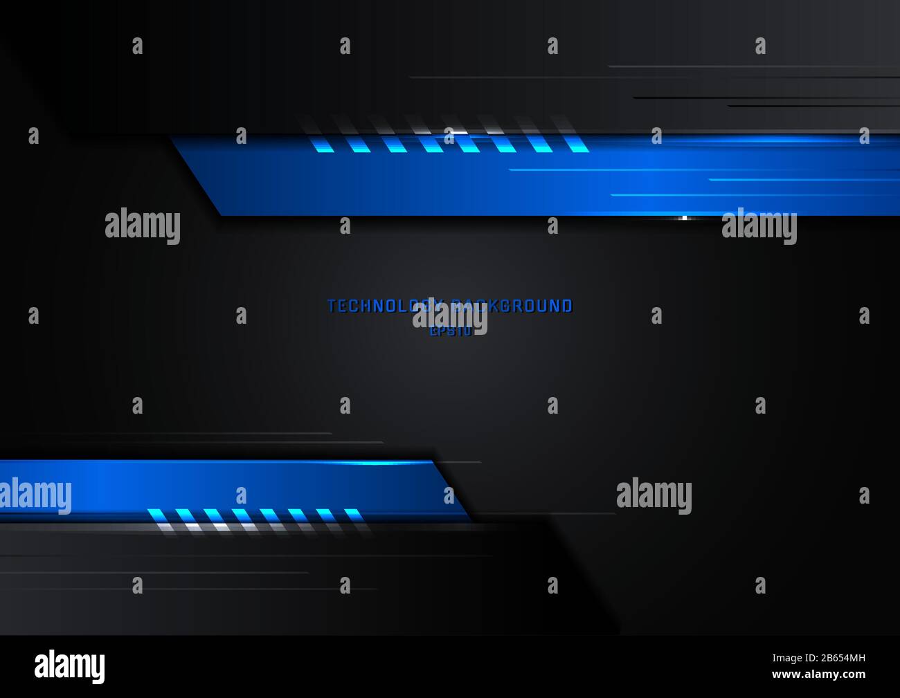Abstract technology concept geometric black and blue with lighting on ...