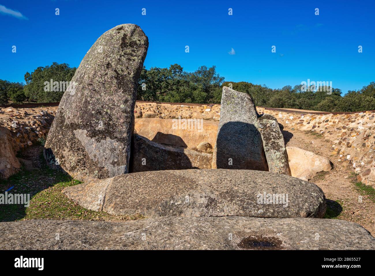 Dolmen of Lacara, funeral chamber. Ancient megalithic building near La ...