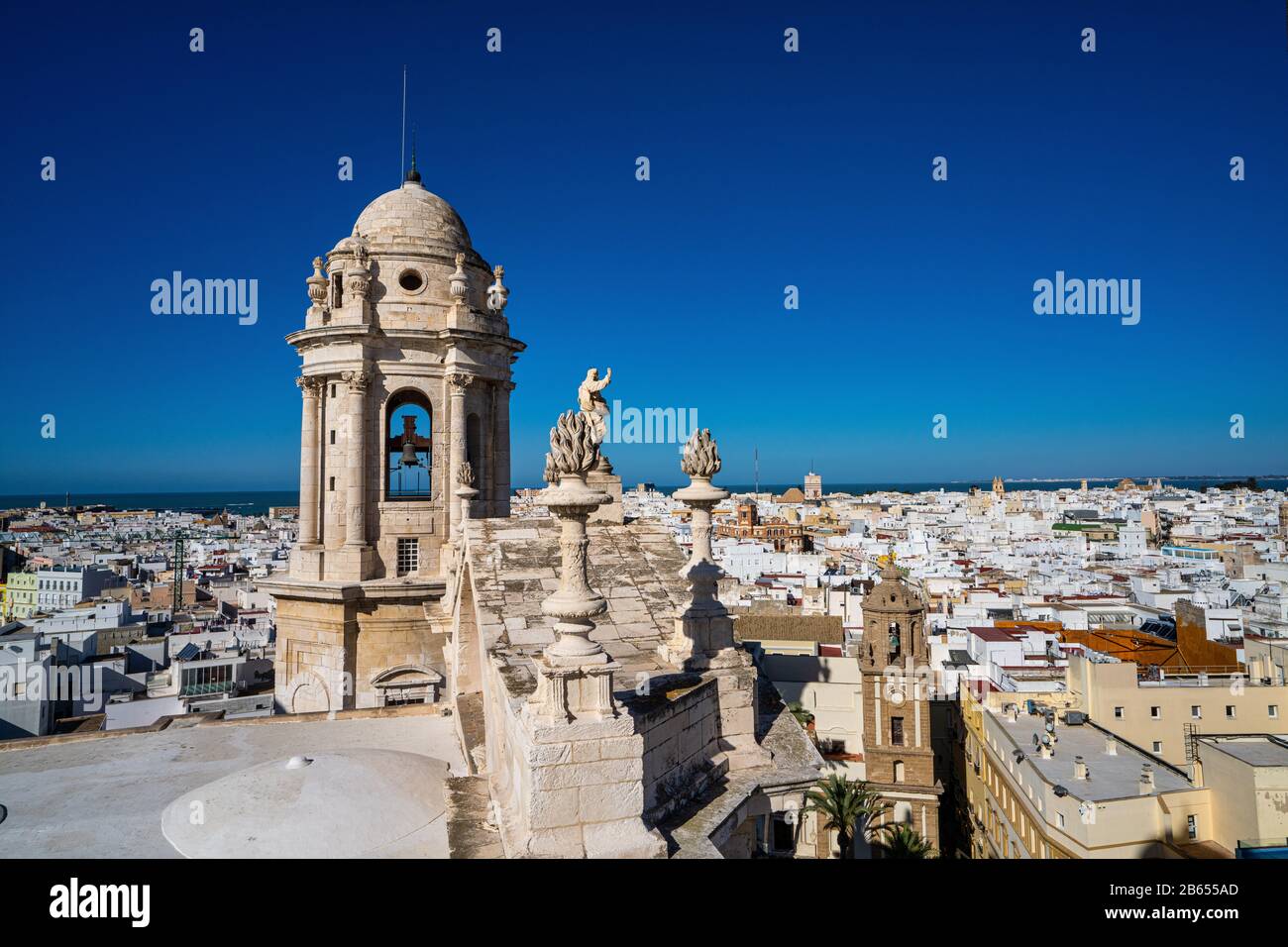 New Cathedral or Catedral de Santa Cruz at Cadiz, Andalusia in Spain ...