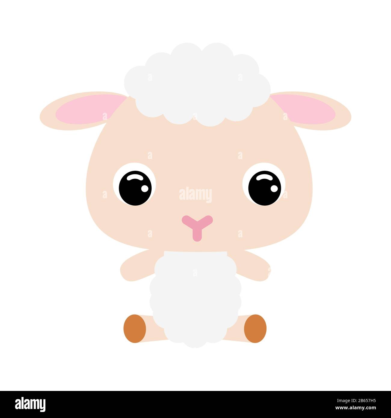 Cute little sitting sheep. Domestic animal. Cartoon character for baby ...