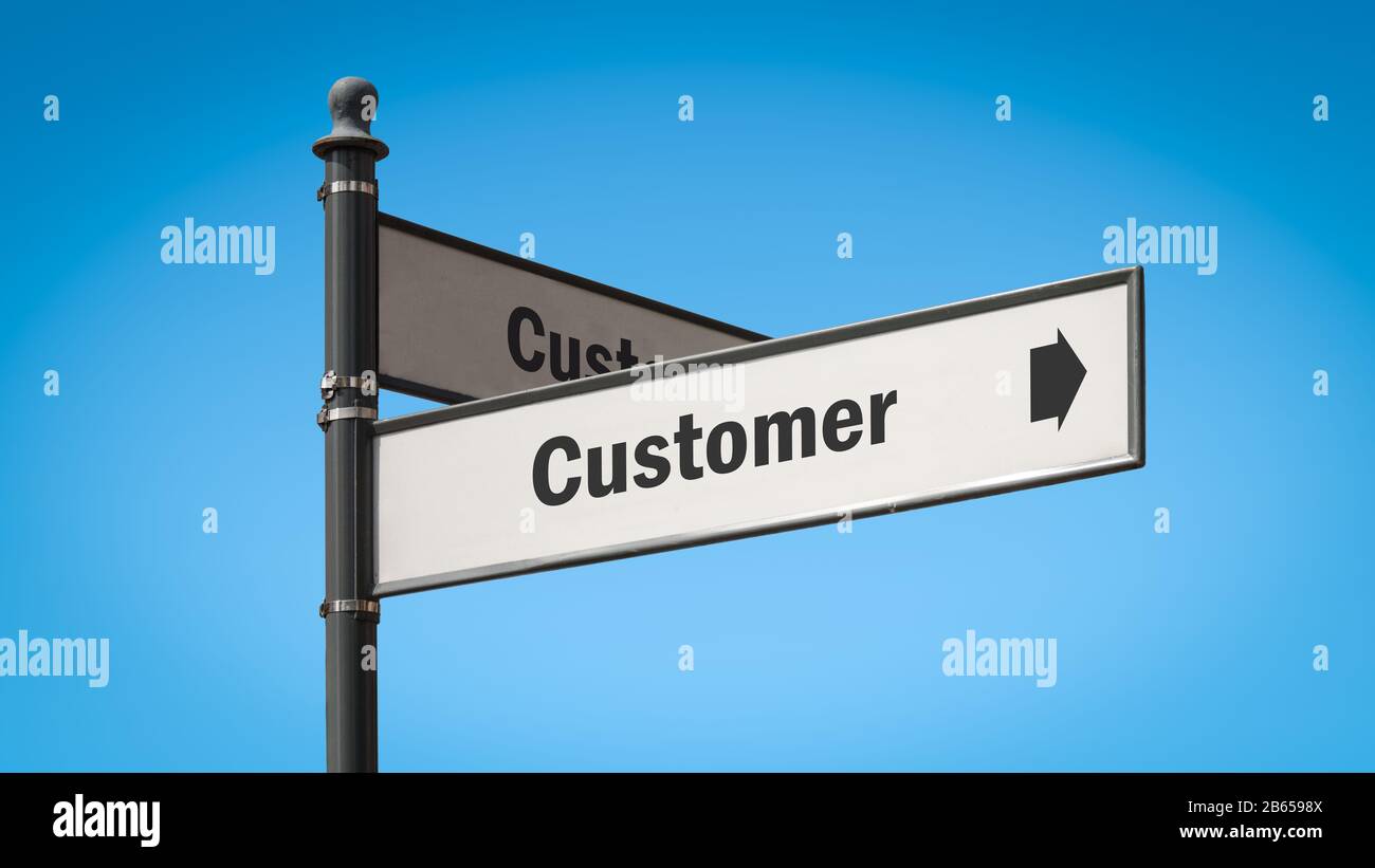 Street Sign the Direction Way to Customer Stock Photo - Alamy