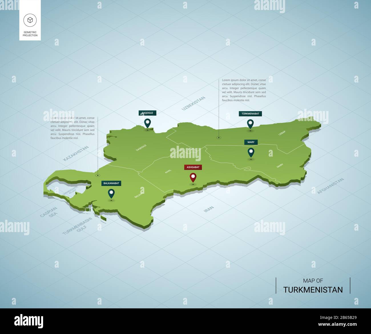 Turkmenistan political map with capital Ashgabat, national borders🥪 ...