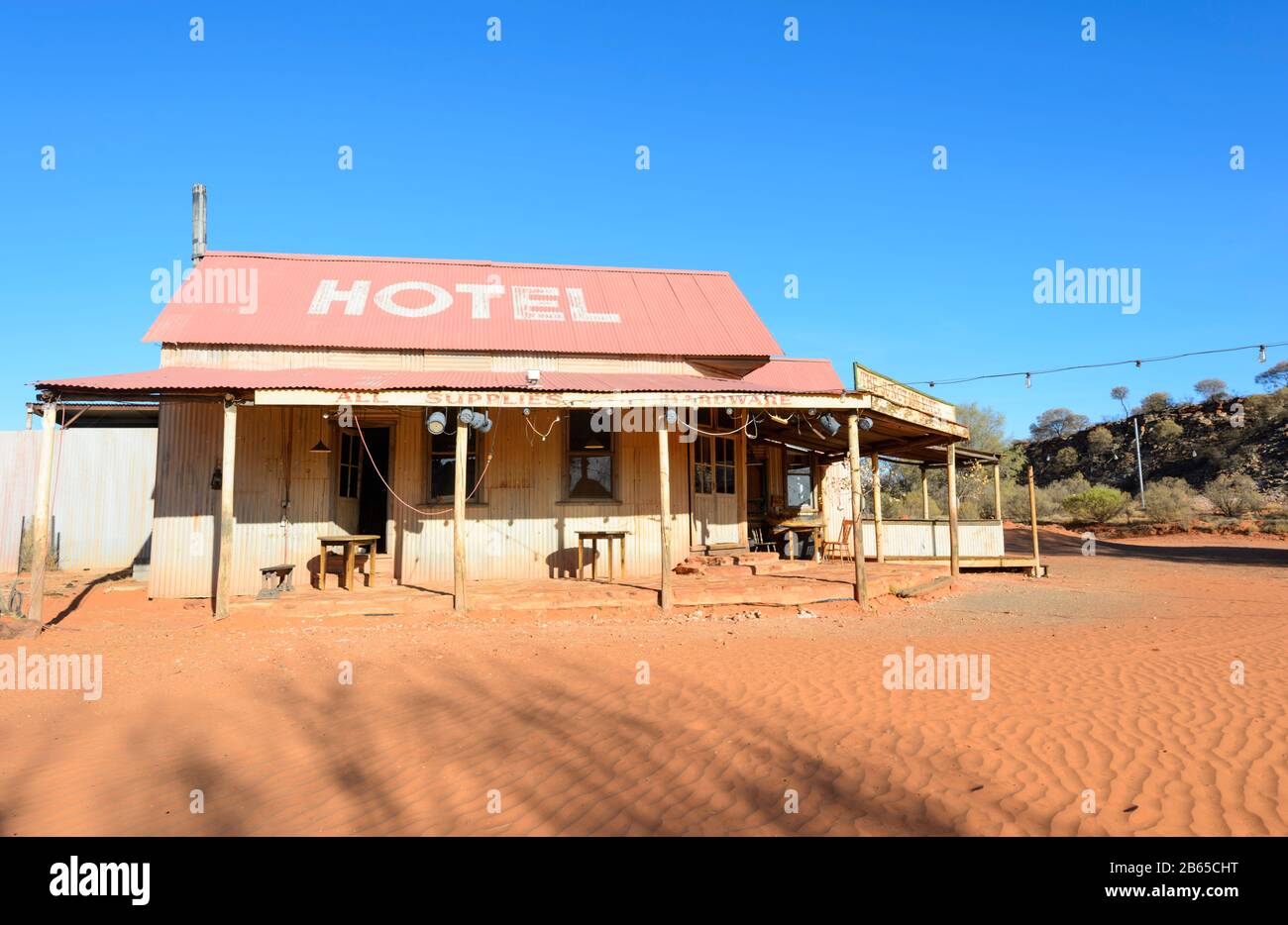 Old bush pub on a film set at Ooraminna Station, near Alice Springs ...