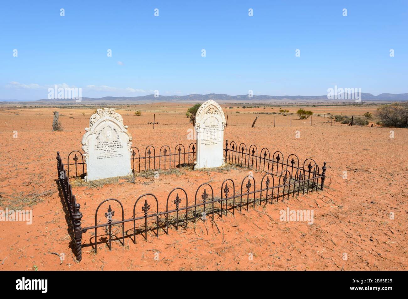 Bush graves in the pioneer cemetery of Wilson, established in 1881 ...