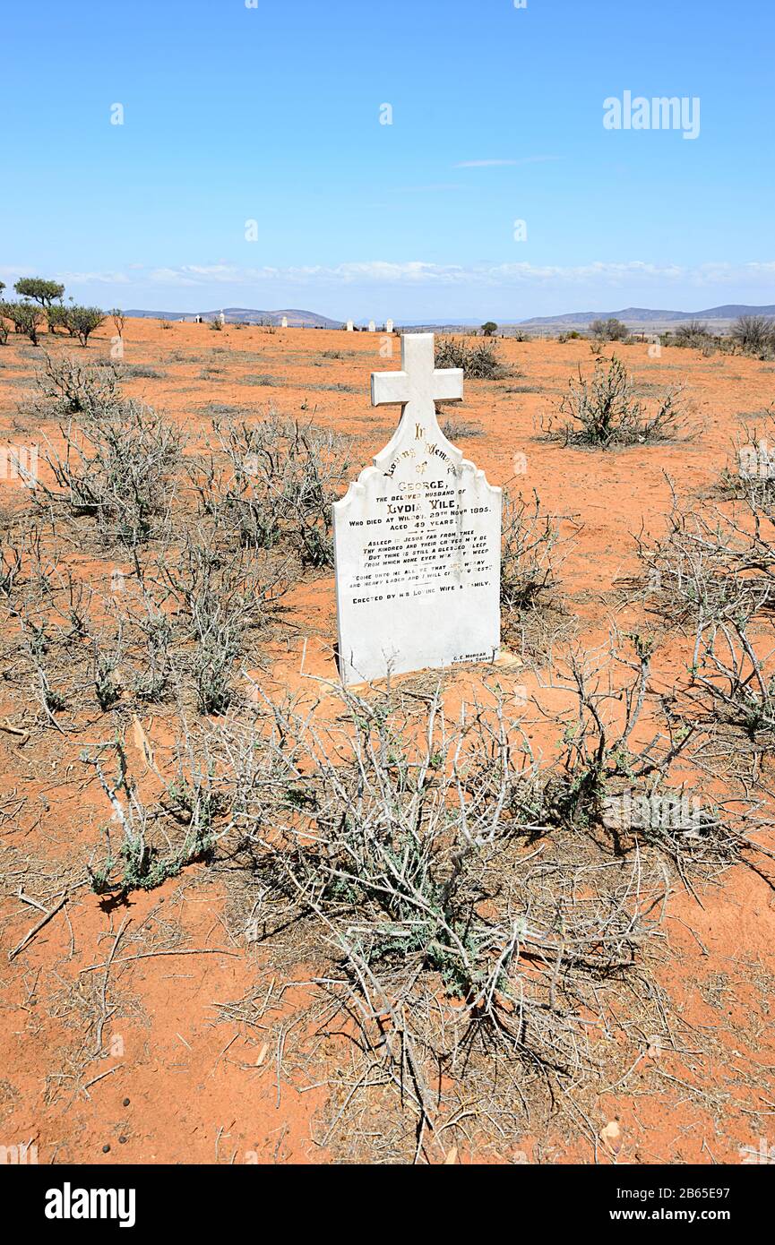 Bush graves in the pioneer cemetery of Wilson, established in 1881 ...
