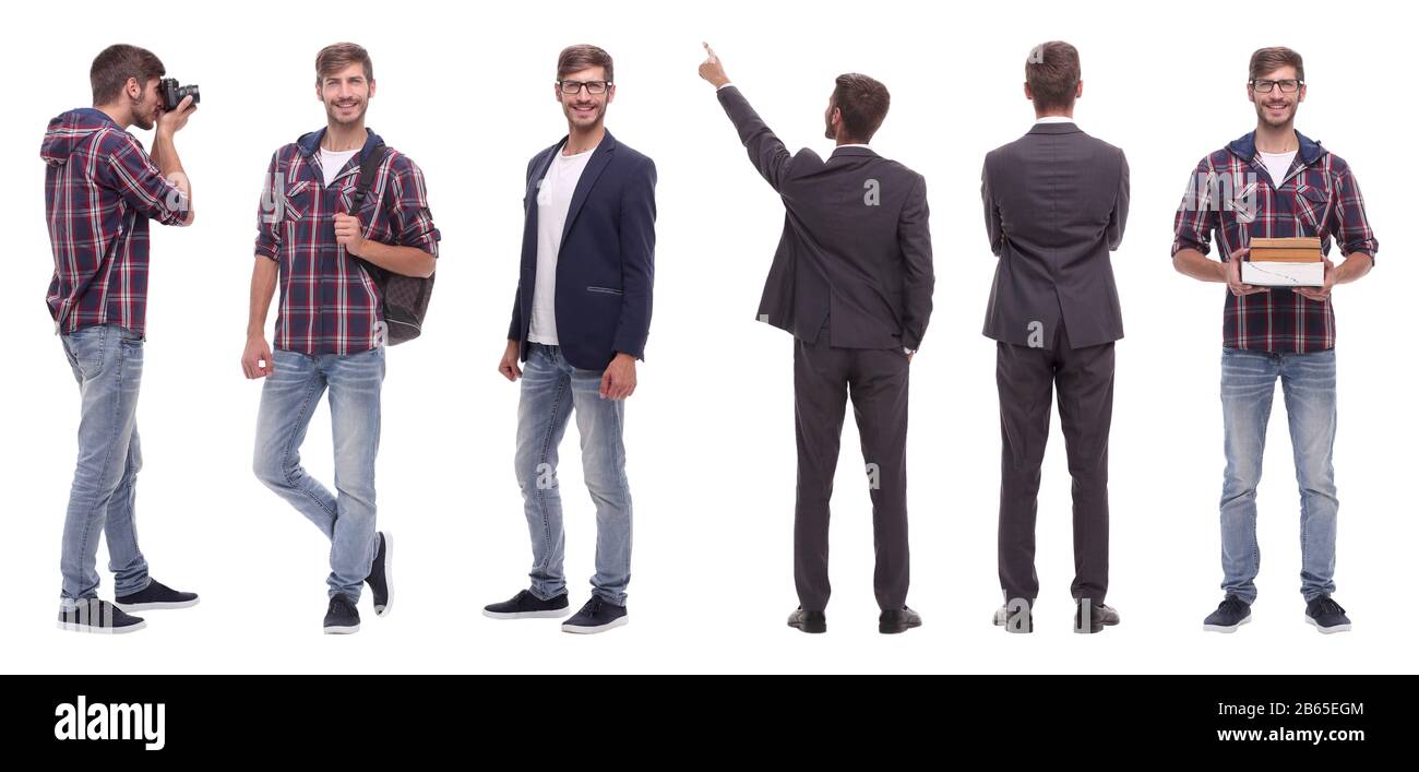 photo collage successful modern young man..isolated on white Stock ...
