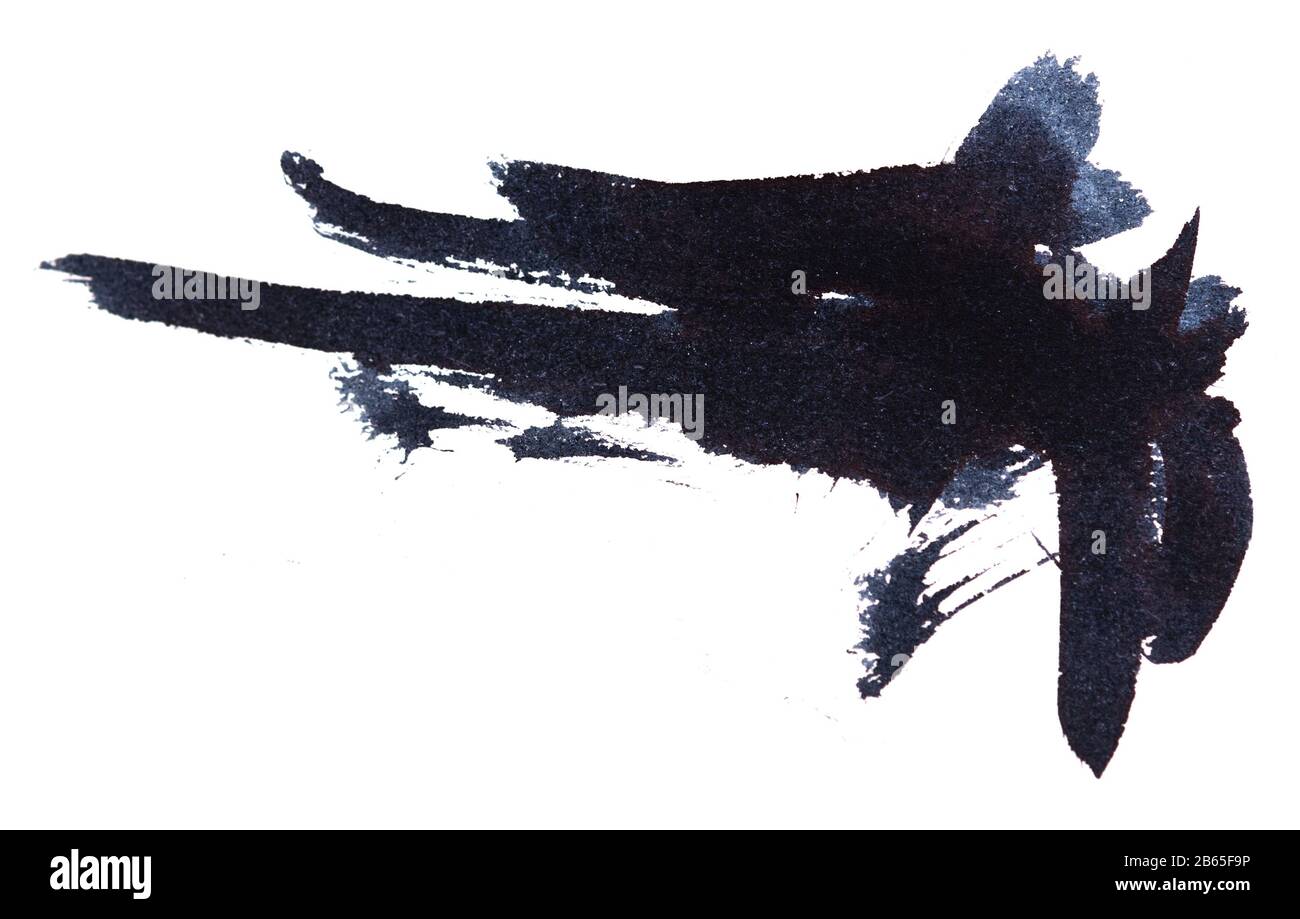 Black ink brush strokes isolated on white background Stock Photo - Alamy