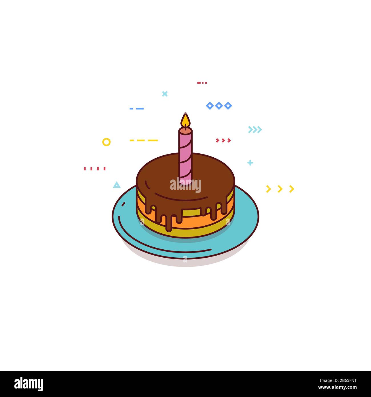 Isometric birthday cake with candle Stock Vector Image & Art - Alamy