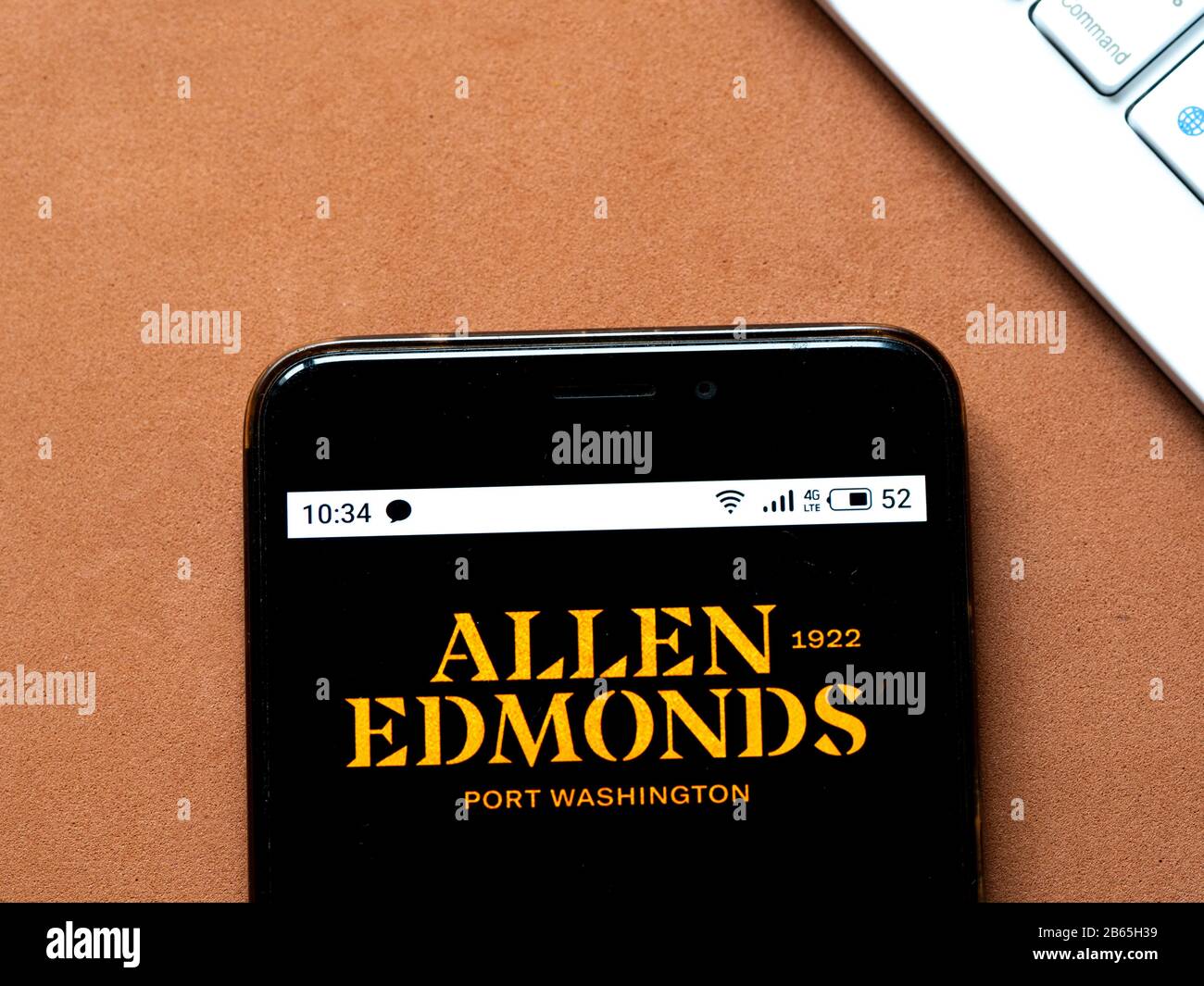 In this photo illustration the Allen Edmonds logo is seen displayed on ...