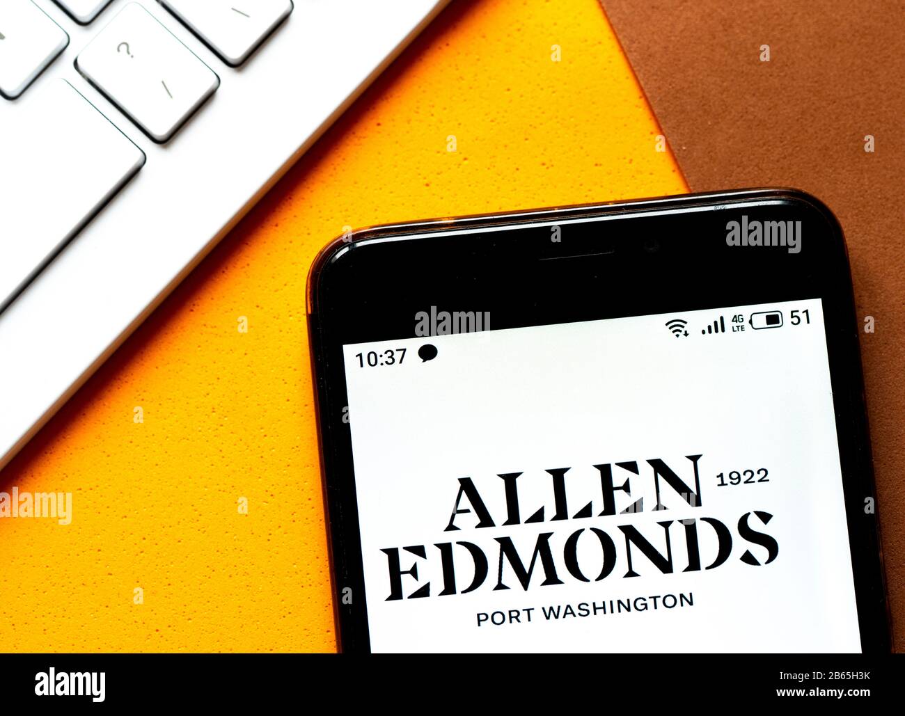 In this photo illustration the Allen Edmonds logo is seen displayed on ...