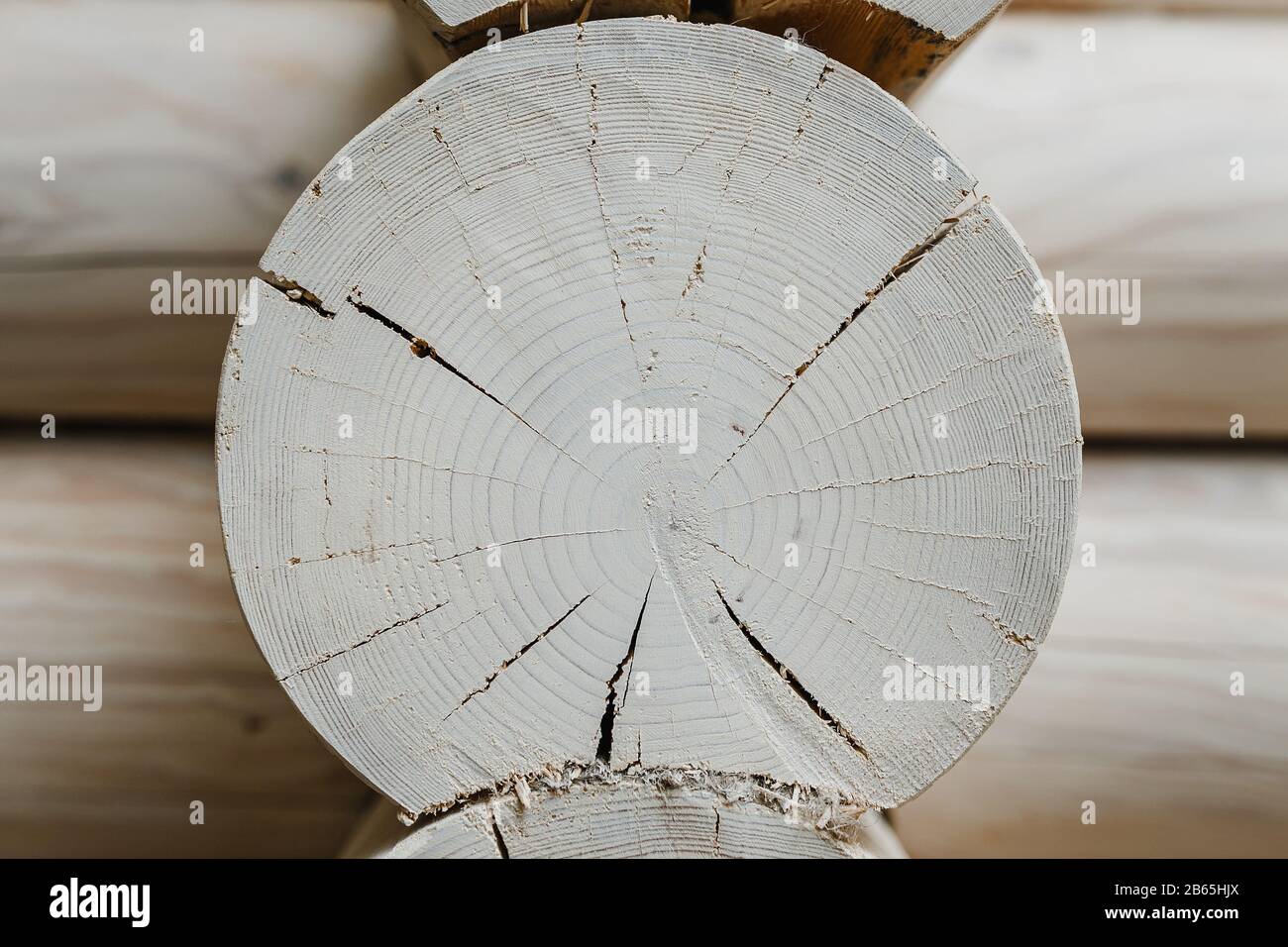 Part of a frame of the rural house. Timber wooden log of the house ...
