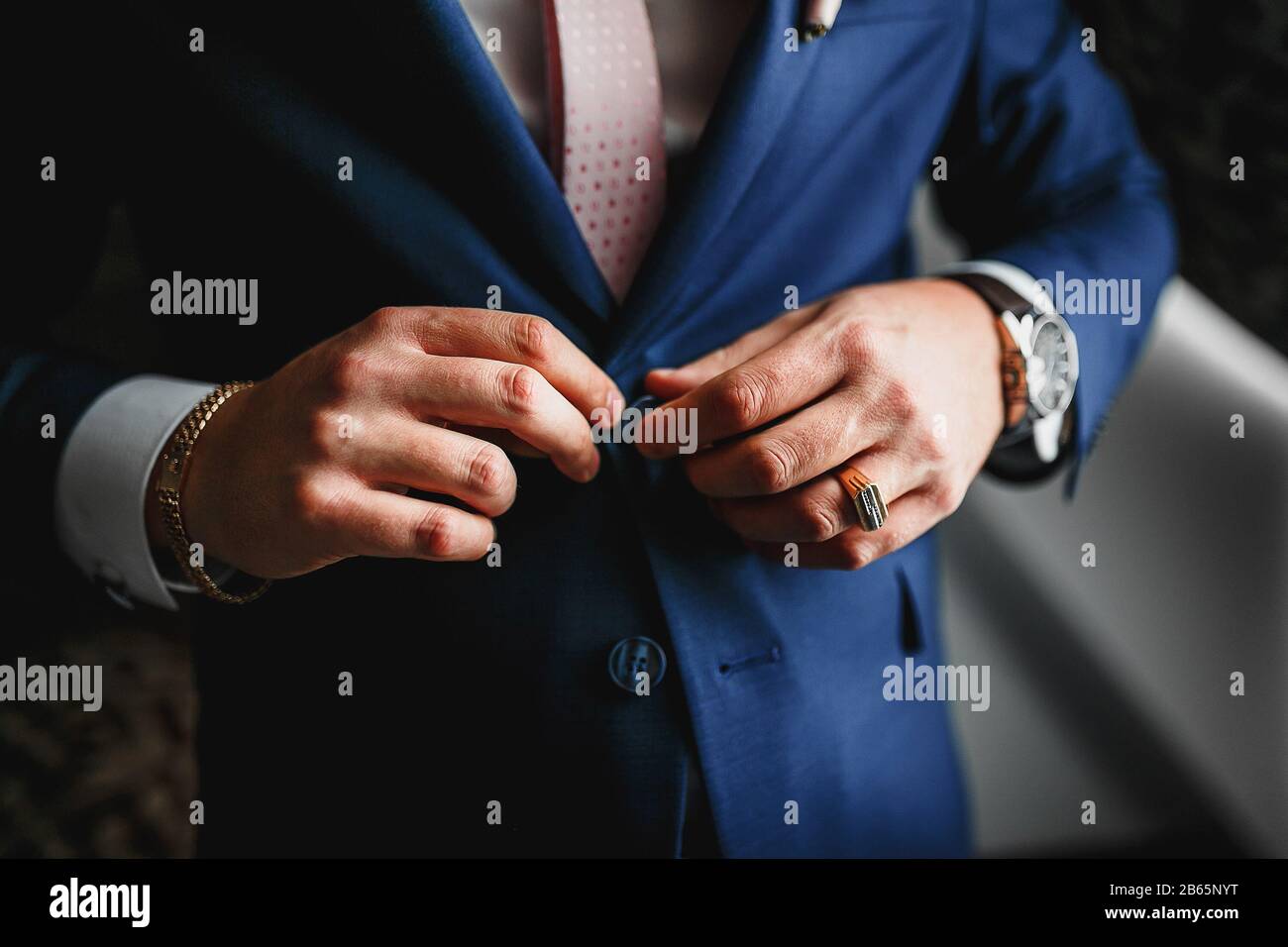 Businessman buttoning jacket close up hi-res stock photography and ...