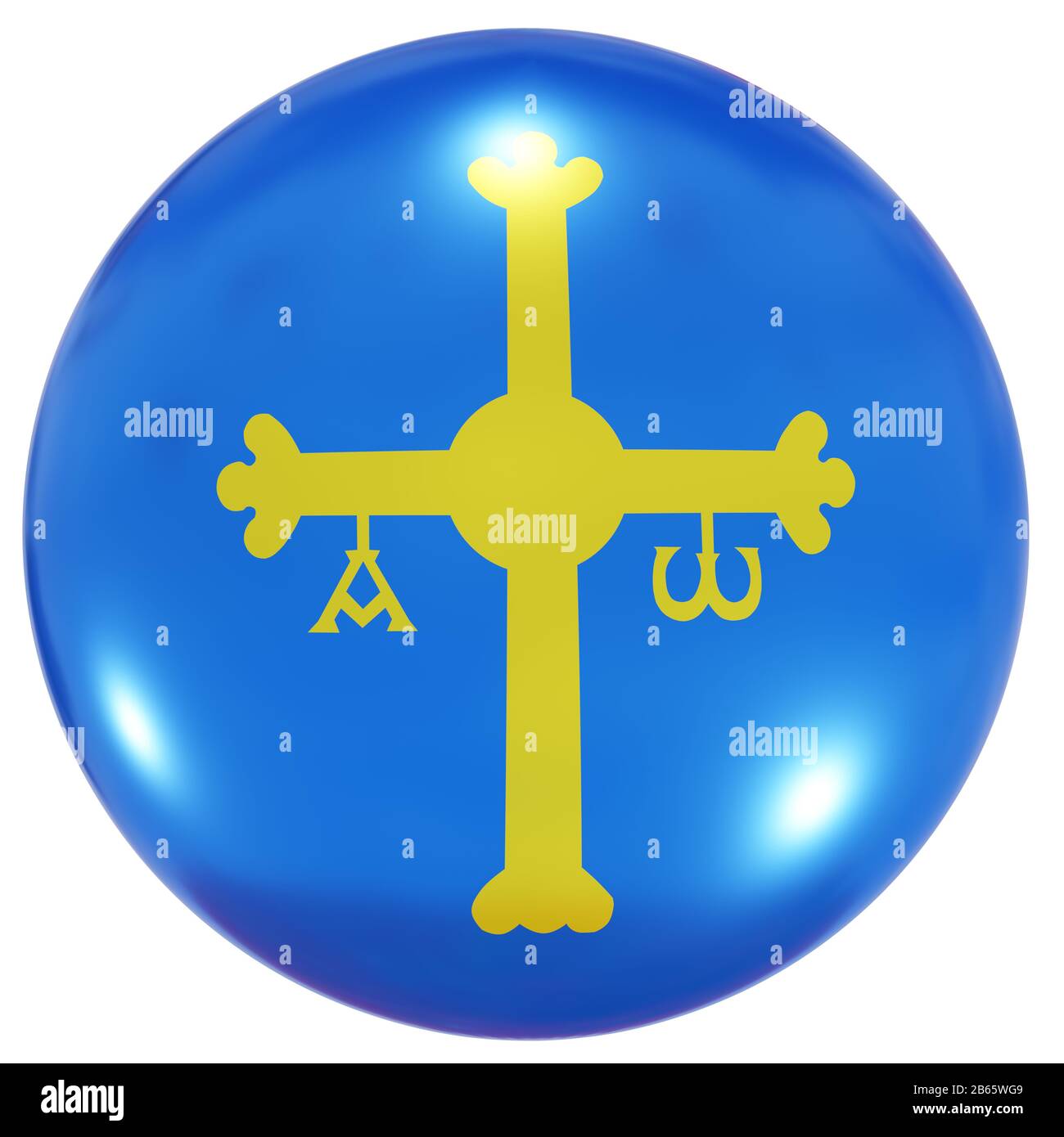 3d rendering of an Asturias Community spanish flag on a circle icon ...