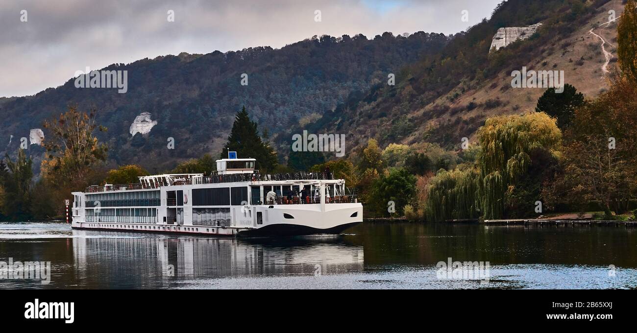France , country Normandy, Cruise Ferry along River Seine , Poses area ...