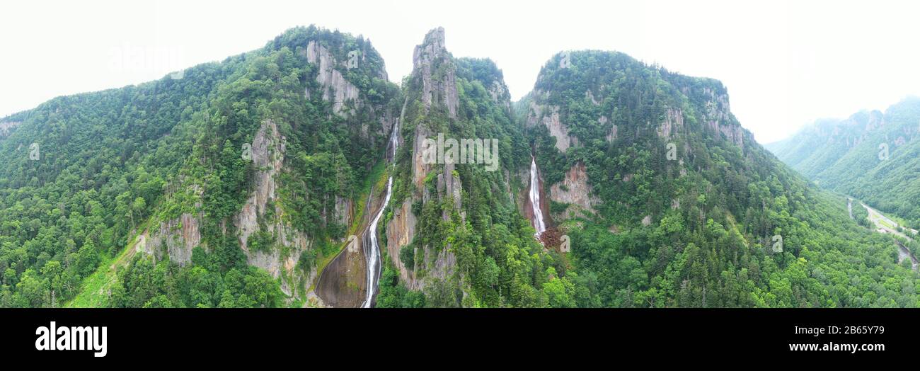 Japan, Hokkaido, Daisetsuzan National Park, Sounkyo, Ginga falls Stock ...