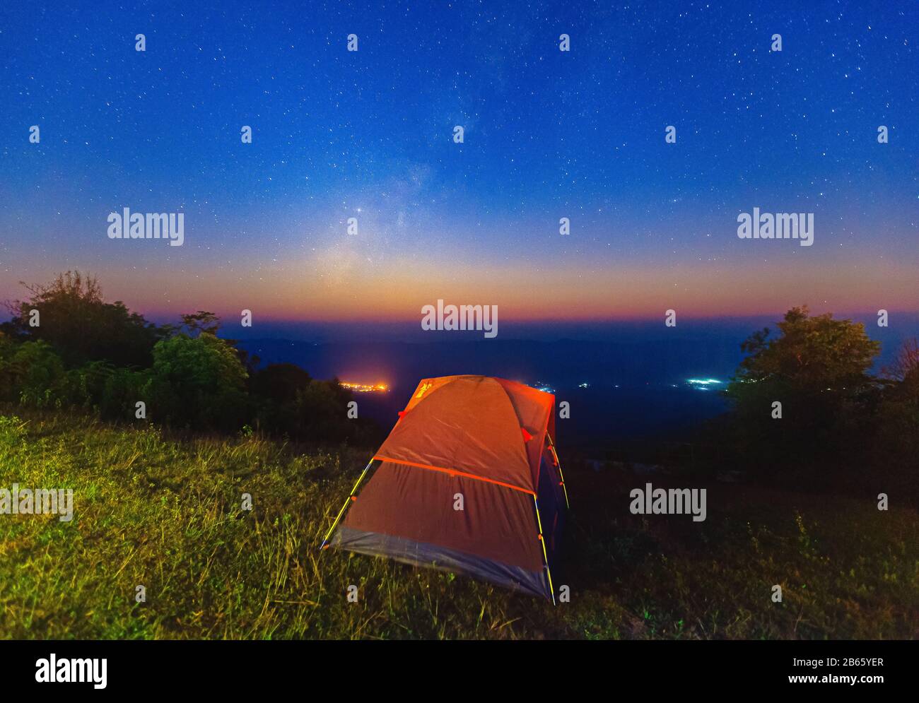 landscape camping on "Doi pui co" with milkyway Sop Moei, Mae Hong Son ...