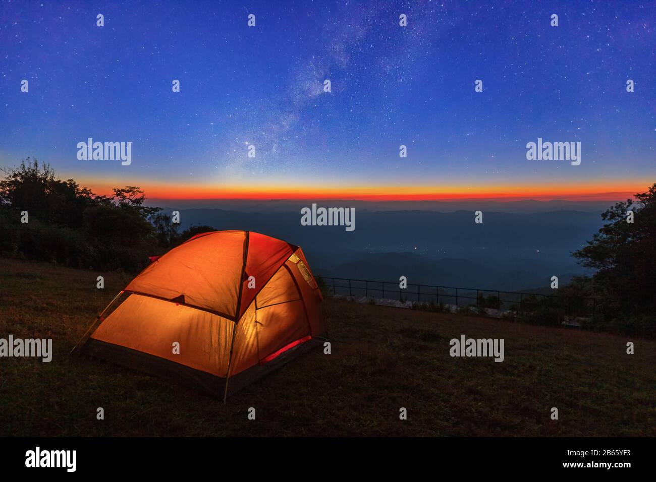 landscape camping on "Doi pui co" with milkyway Sop Moei, Mae Hong Son ...
