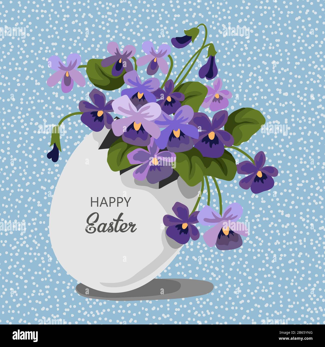 Happy Easter. Spring vector illustration with flowers in eggshell ...