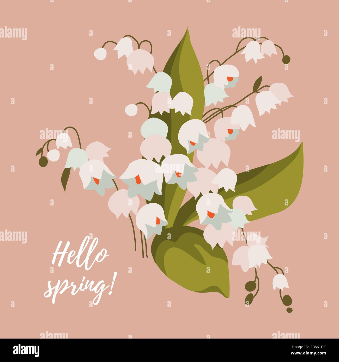 Spring vector illustration with flowers, white cute lilies of the valley Stock Vector Image ...