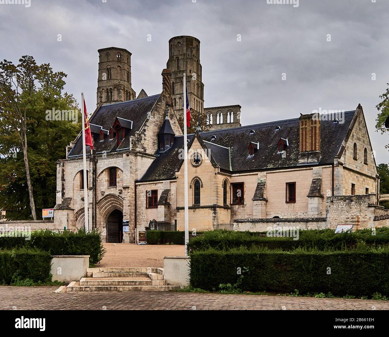 The ruins of Jumièges Abbey were a Benedictine monastery, located in ...