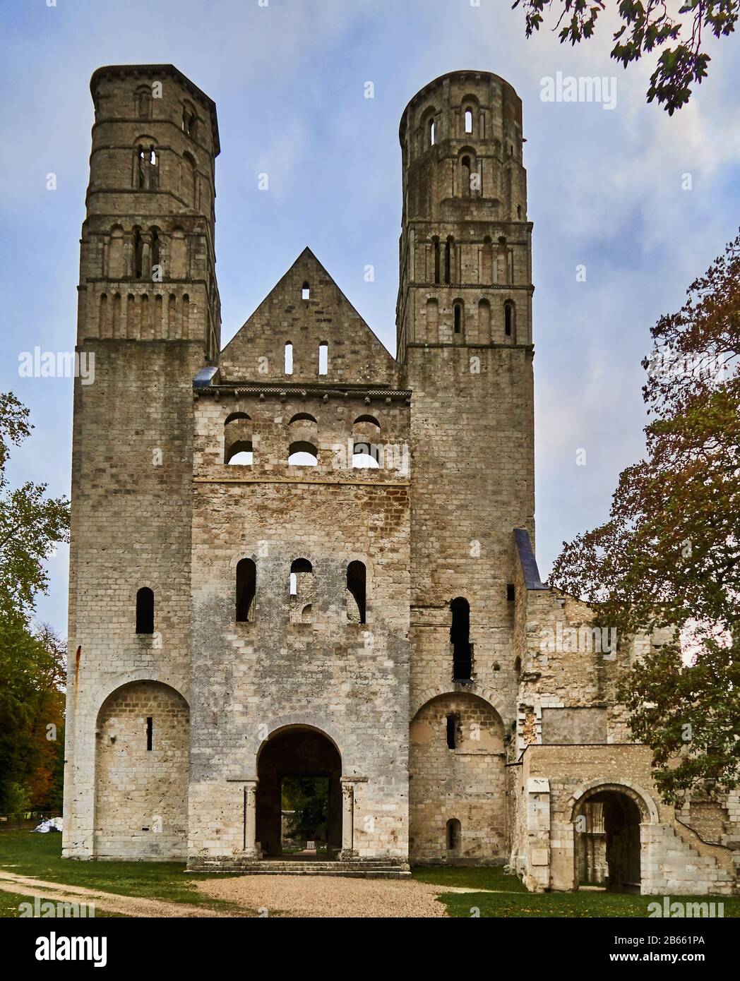 The ruins of Jumièges Abbey were a Benedictine monastery, located in ...