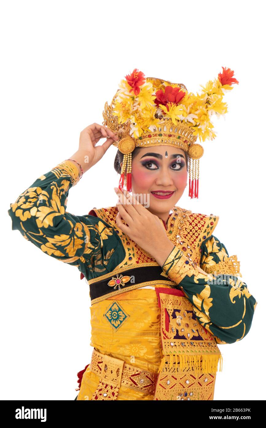 Young woman portrait with Balinese dancer crown, wearing tradional ...