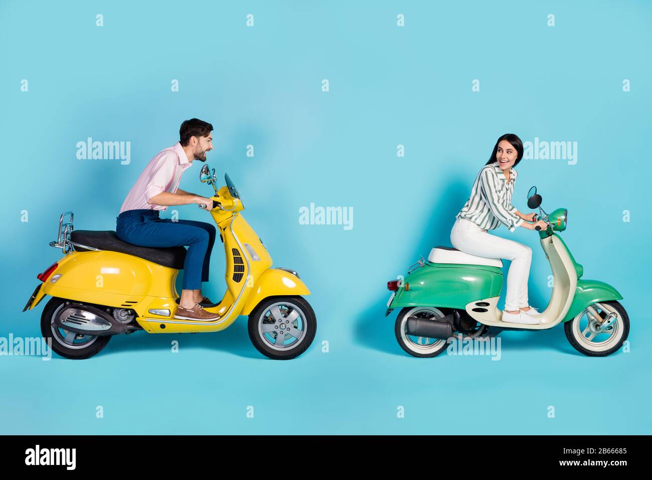 Yeah I first. Full body profile side photo positive funky bikers woman ...