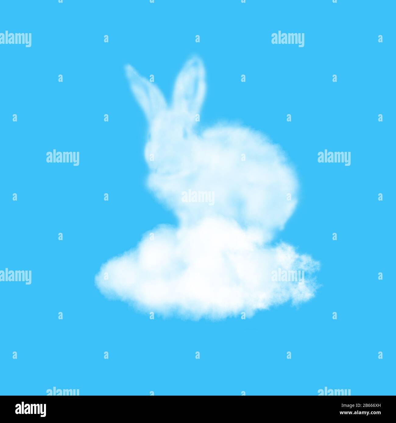 Easter bunny made from cloud on a sky blue background Stock Photo - Alamy