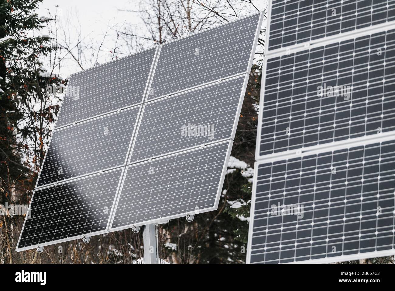 detail of a photovoltaic solar panel for renewable electric production ...