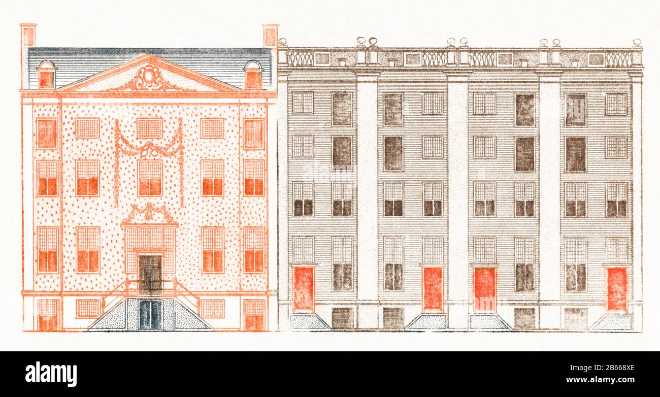 Vintage architectural illustration of a building in Amsterdam, ideal ...