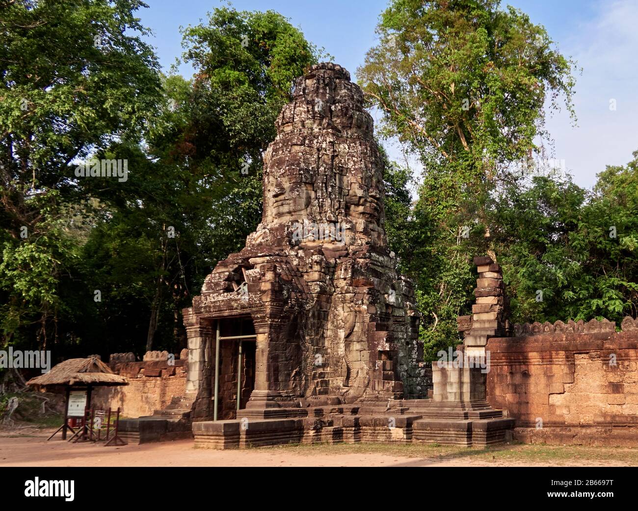 Archeological site ,The South Gate of Angkor Thom leads to Bayon Temple ...