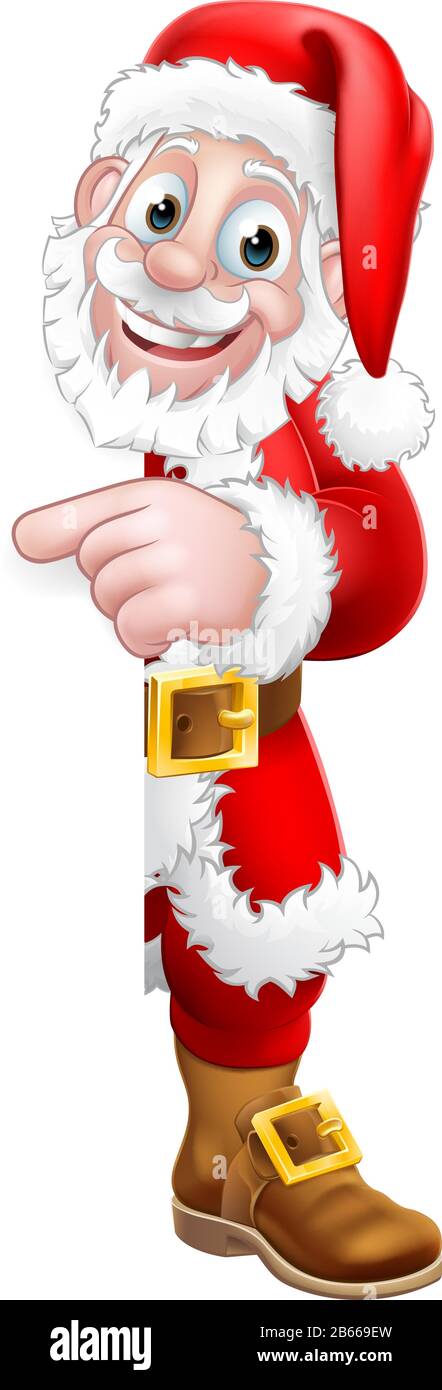 Santa Claus Christmas Cartoon Peeking Pointing Stock Vector Image & Art ...