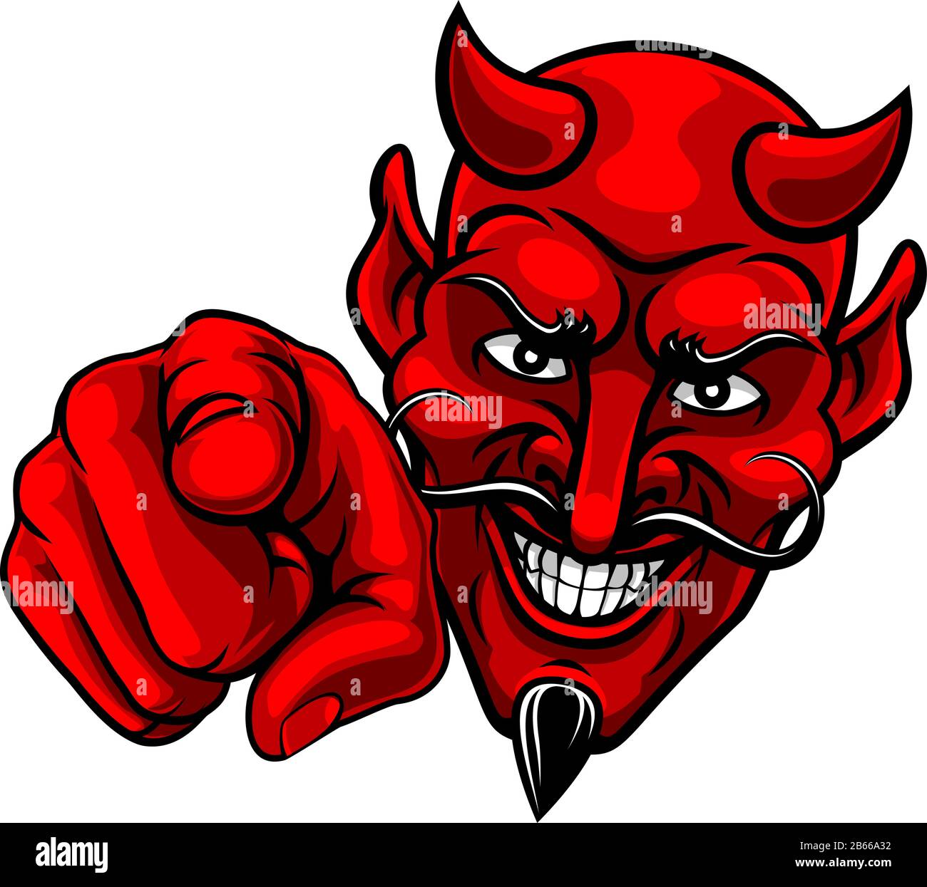 Devil Satan Pointing Finger At You Mascot Cartoon Stock Vector Image ...