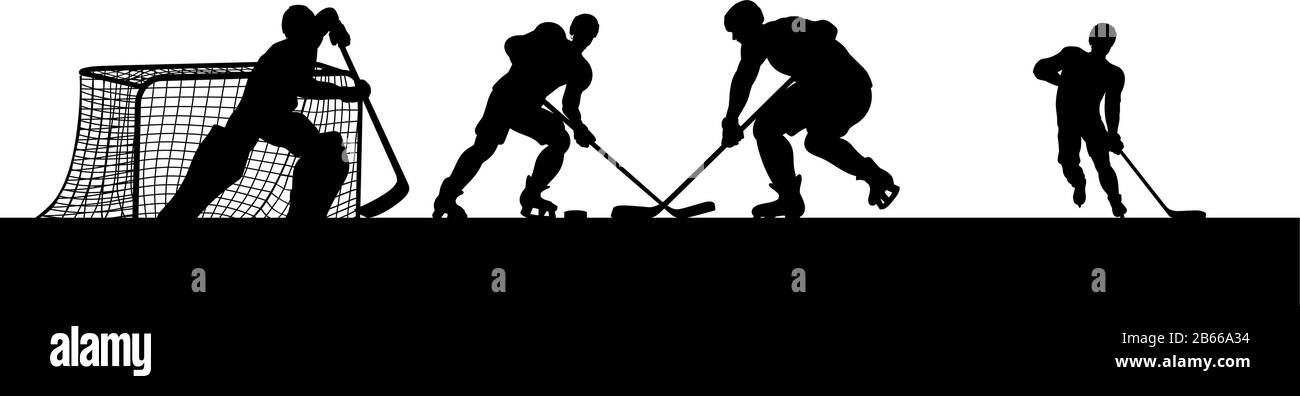 Ice Hockey Players Silhouette Match Game Scene Stock Vector Image & Art ...