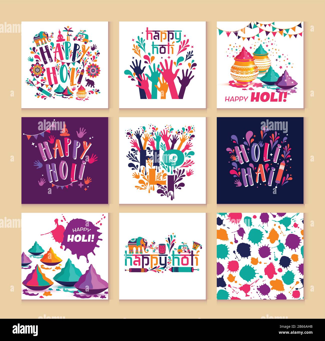 Happy holi vector elements for card design , Happy holi design Stock ...