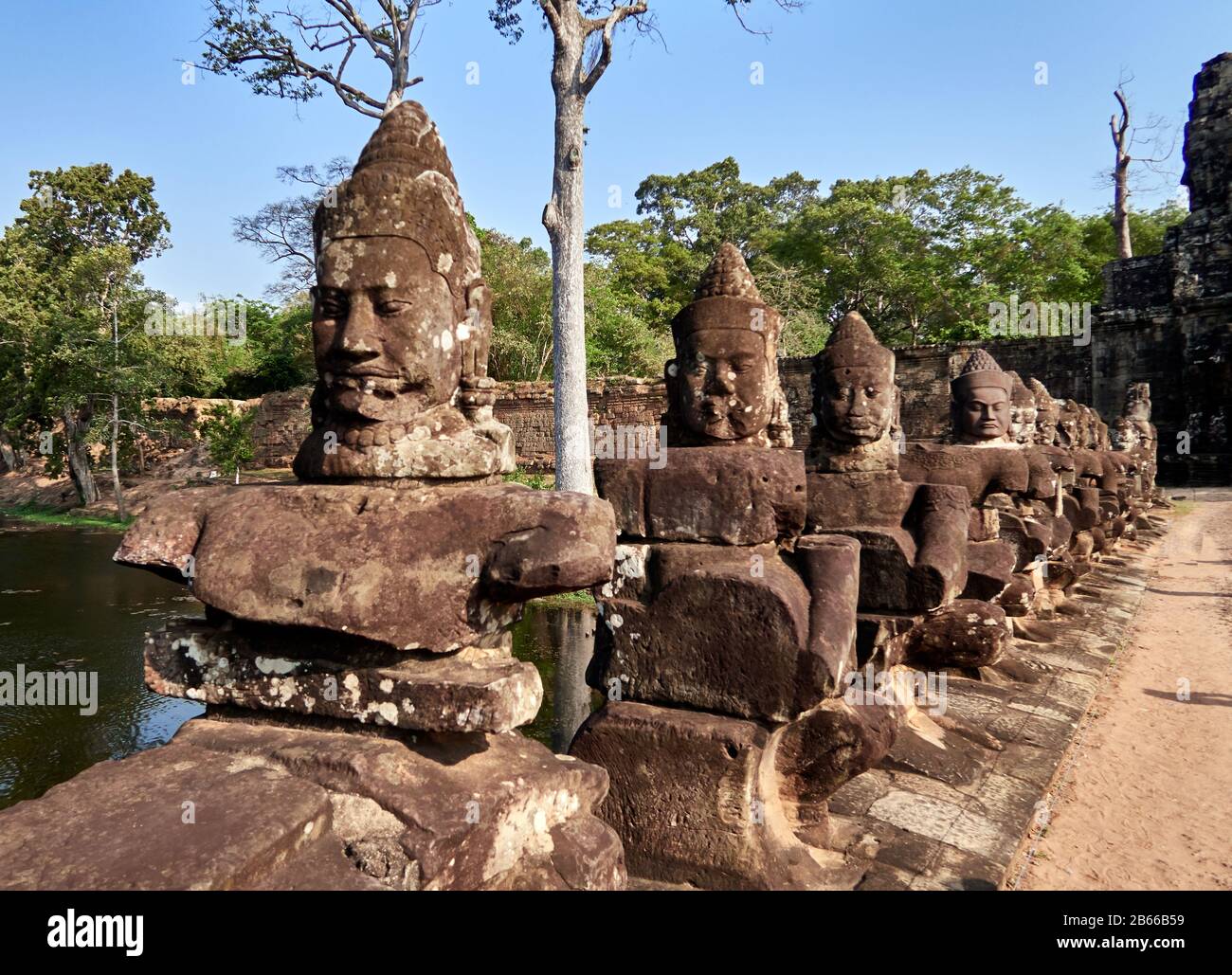 Archeological site ,The South Gate of Angkor Thom leads to Bayon Temple ...