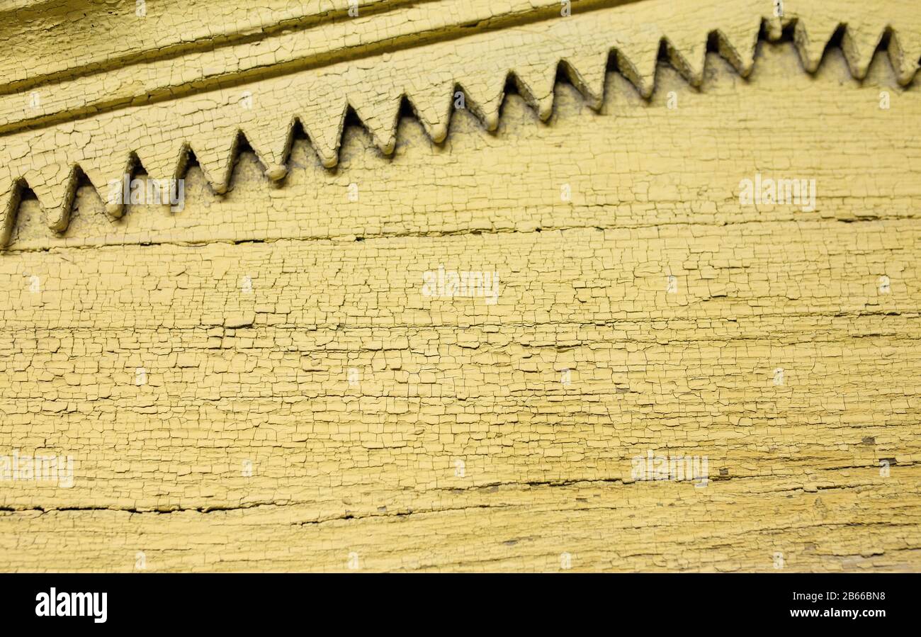 Carved decoration of the tree roof of the building closeup texture ...