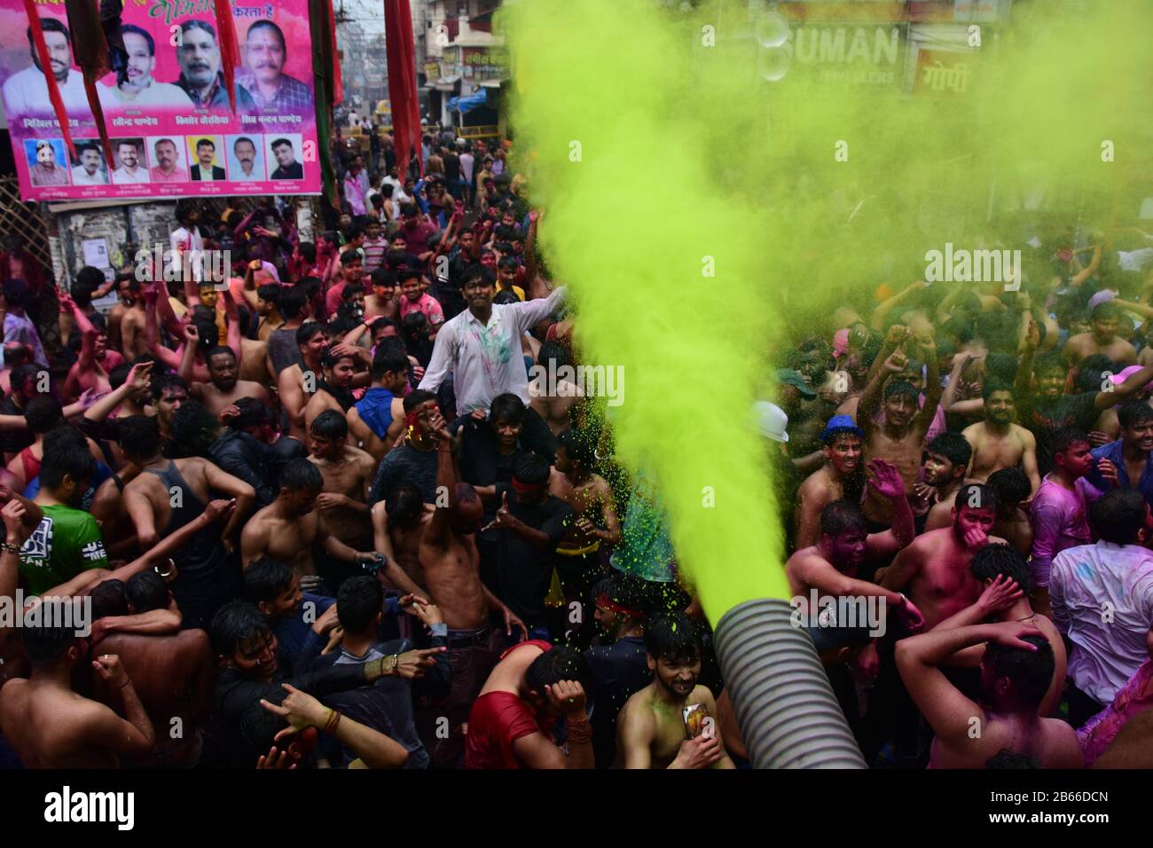 March 10, 2020: An Indian revellers wear mask of Indian prime minster ...