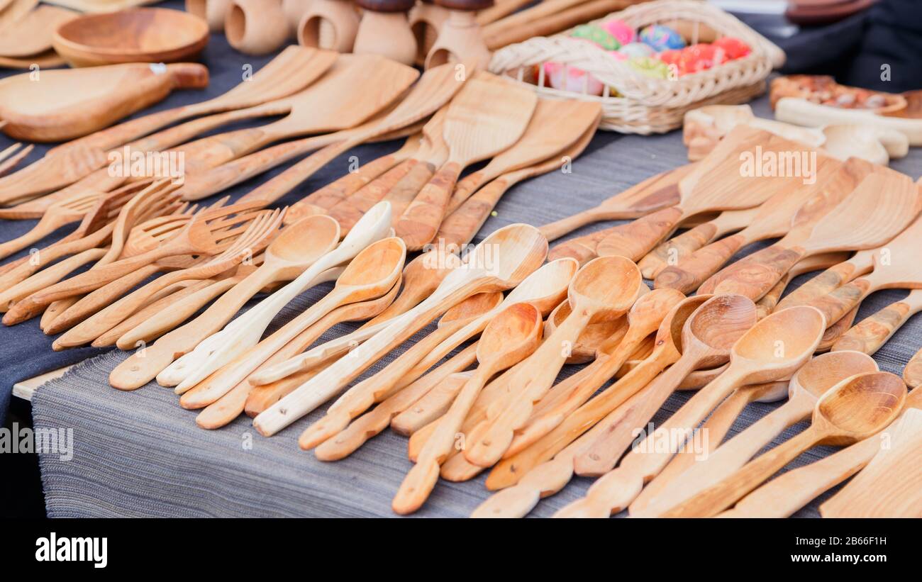 Carved wooden spoons hi-res stock photography and images - Alamy