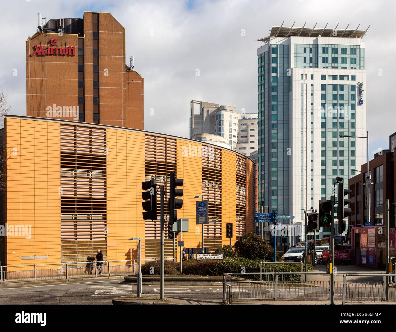 Marriott hotel and Radisson Blu hotel buildings modern architecture in ...